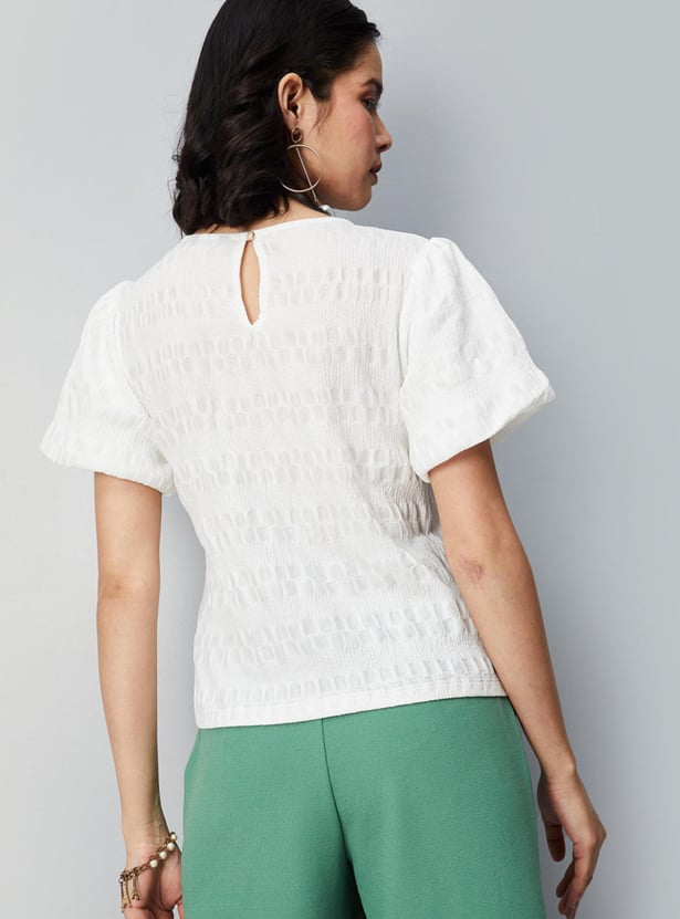 Buy Women Textured Knit Semi-Formal Top Online at just Rs. 899.0 ...