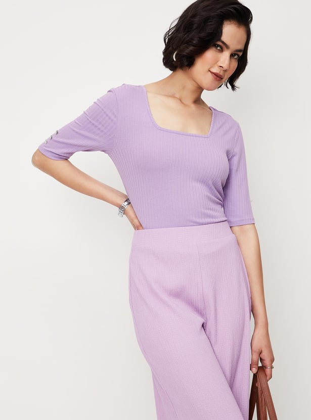 Buy Women Rib Knit Square Neck Top Online at just Rs. 799.0 ...