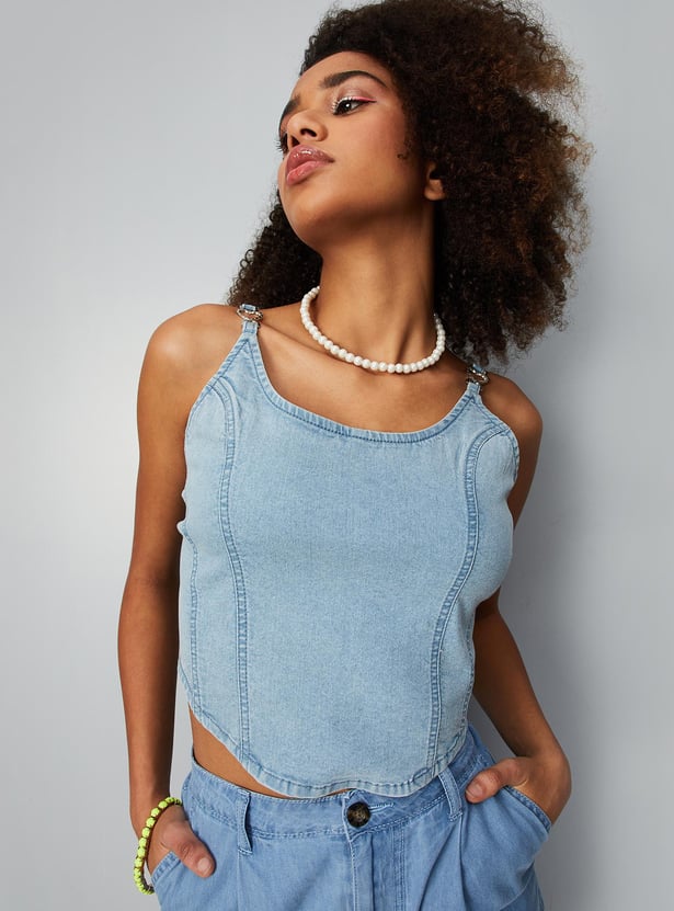 Buy Women Solid Denim Bralette Online at just Rs. 799.0 - 1000012348474 ...