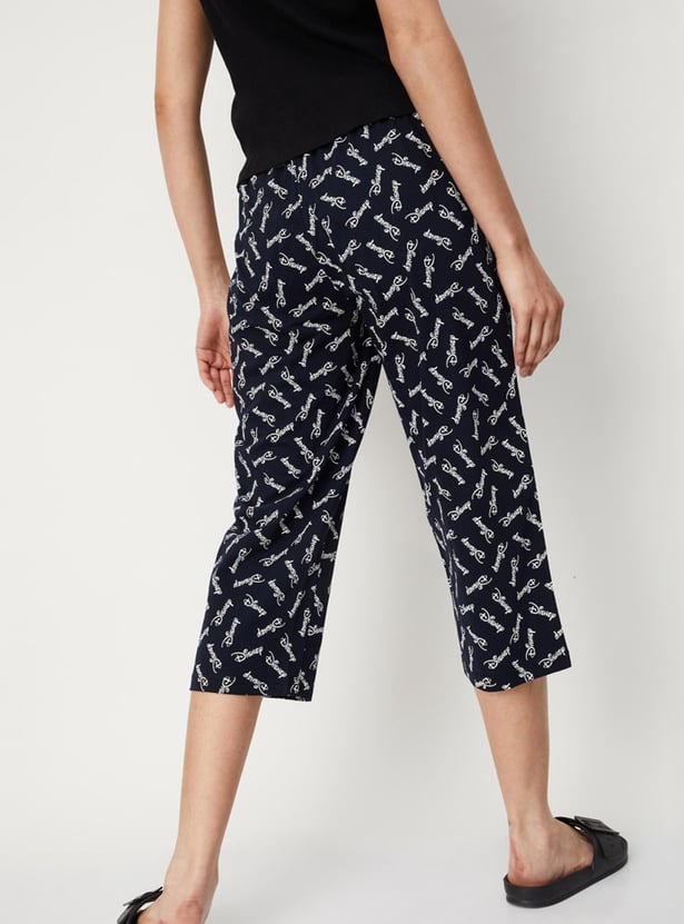 Buy Women Typographic Printed Knit Capris Online at just Rs. 499.0 ...