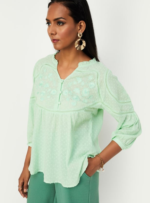 Buy Women Embroidered Notched Neck Top Online at just Rs. 799.0 ...