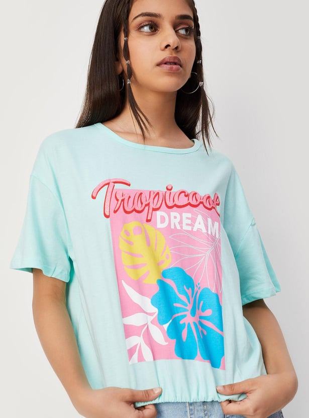 Buy Girls Elasticated Hem Graphic T-shirt Online at just Rs. 299.0 ...