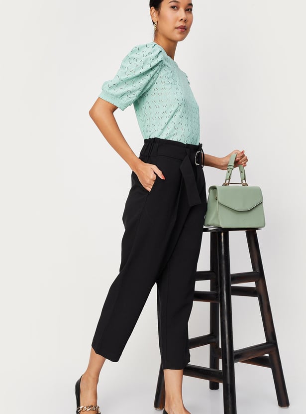 Buy Women Schiffli Knit Puffed Sleeve Top Online at just Rs. 699.0 ...