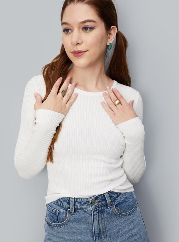 Buy Women Rib Knit Long Sleeve Top Online at just Rs. 799.0 ...