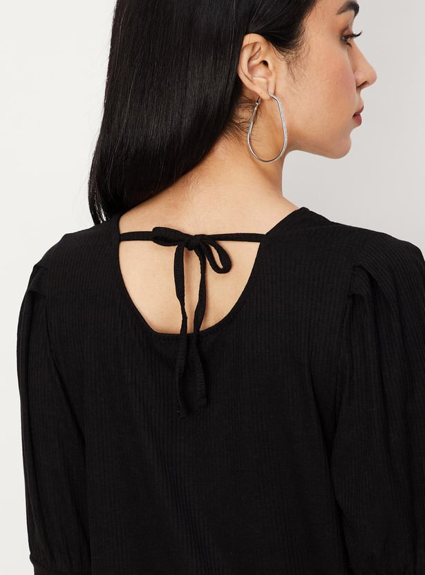 Buy Women Rib Knit Tie-Up Back Top Online at just Rs. 699.0 ...