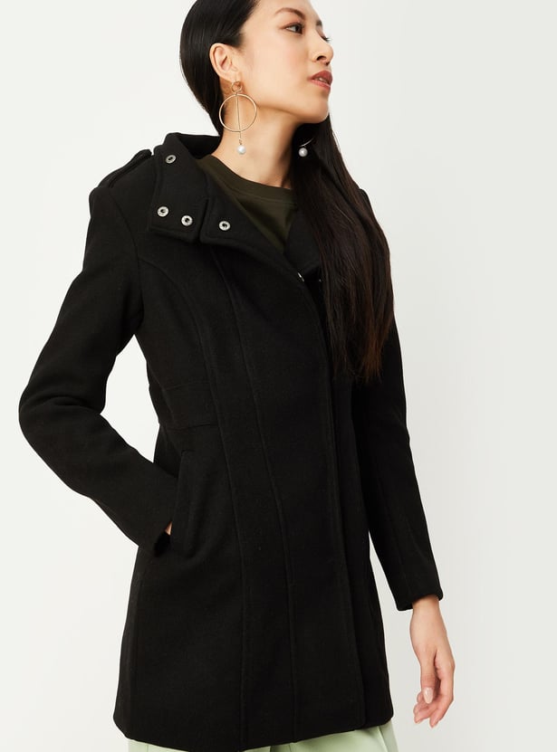 Buy Women Solid Front Overlapped Coat Online at just Rs. 3499.0 ...