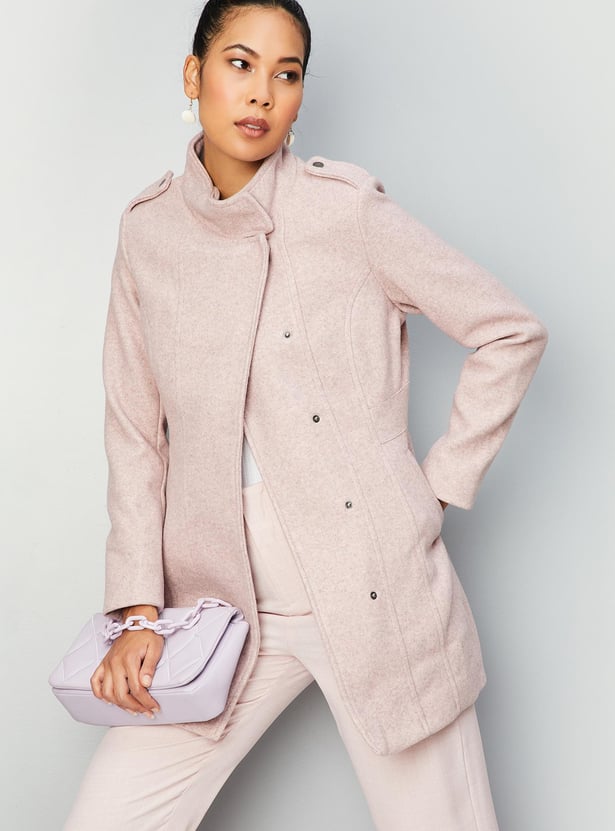 Buy Women Solid Front Overlapped Coat Online at just Rs. 3499.0 ...