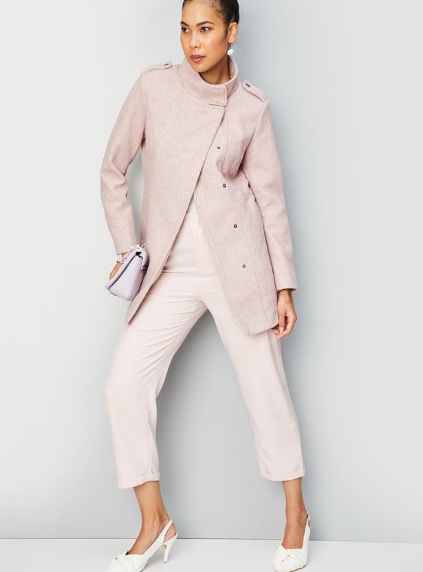 Buy Women Solid Front Overlapped Coat Online at just Rs. 3499.0 ...