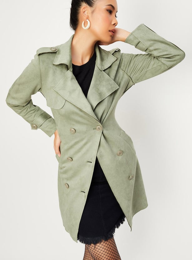 Buy Women Suede Overlapped Coat Online at just Rs. 2999.0 ...