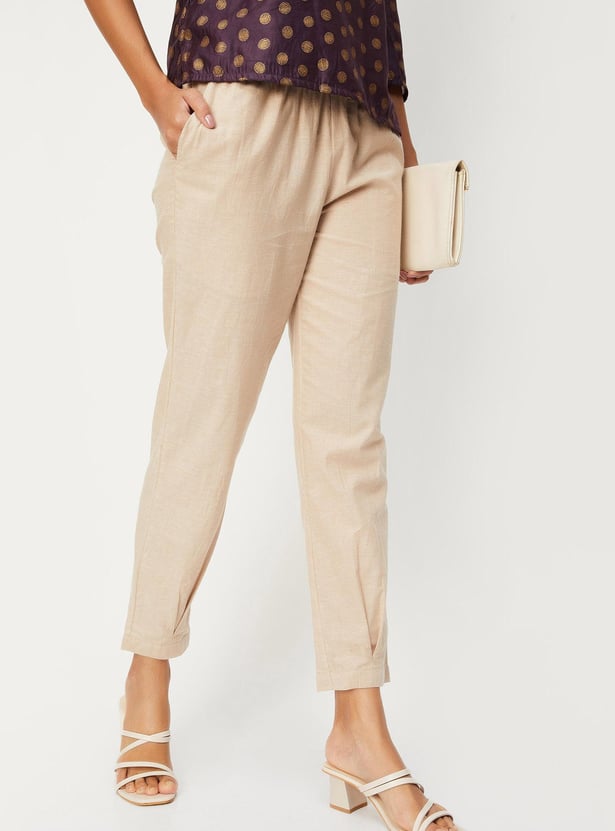 Buy Women Solid Elasticated Straight Pants Online at just Rs. 599.0 ...