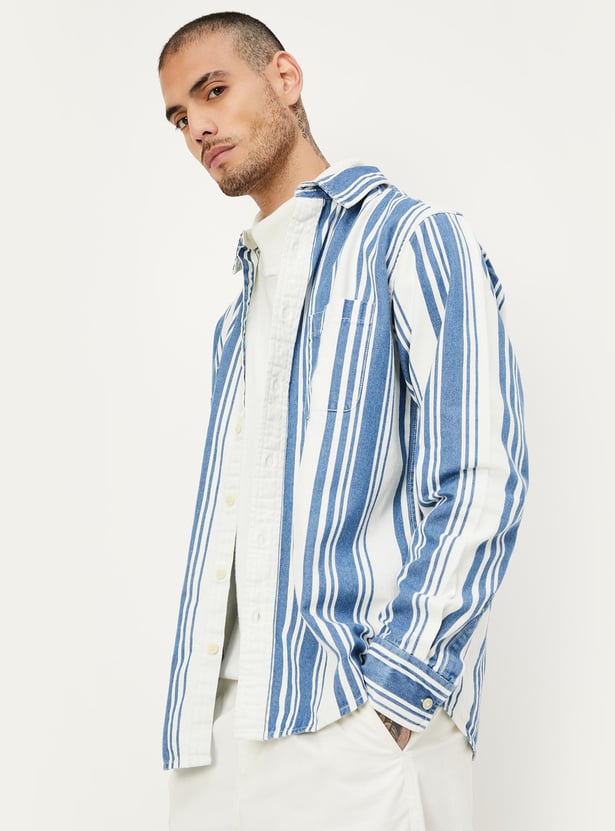 Buy Men Relaxed Fit Striped Over Shirt Online at just Rs. 1499.0 ...