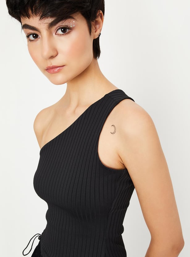 Buy Women One Shoulder Ribbed Top Online at just Rs. 499.0 ...