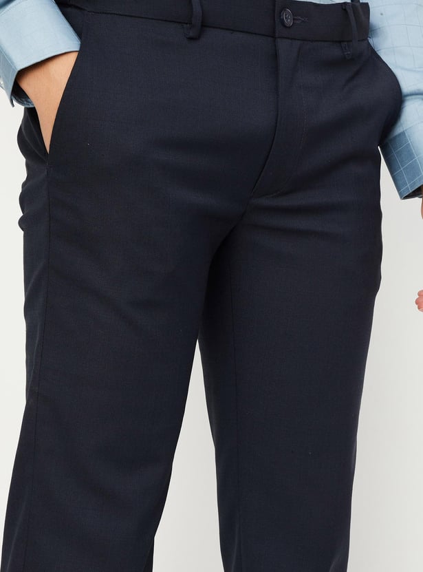 Buy Men Checked Slim Fit Formal Trousers Online at just Rs. 1049.0 ...